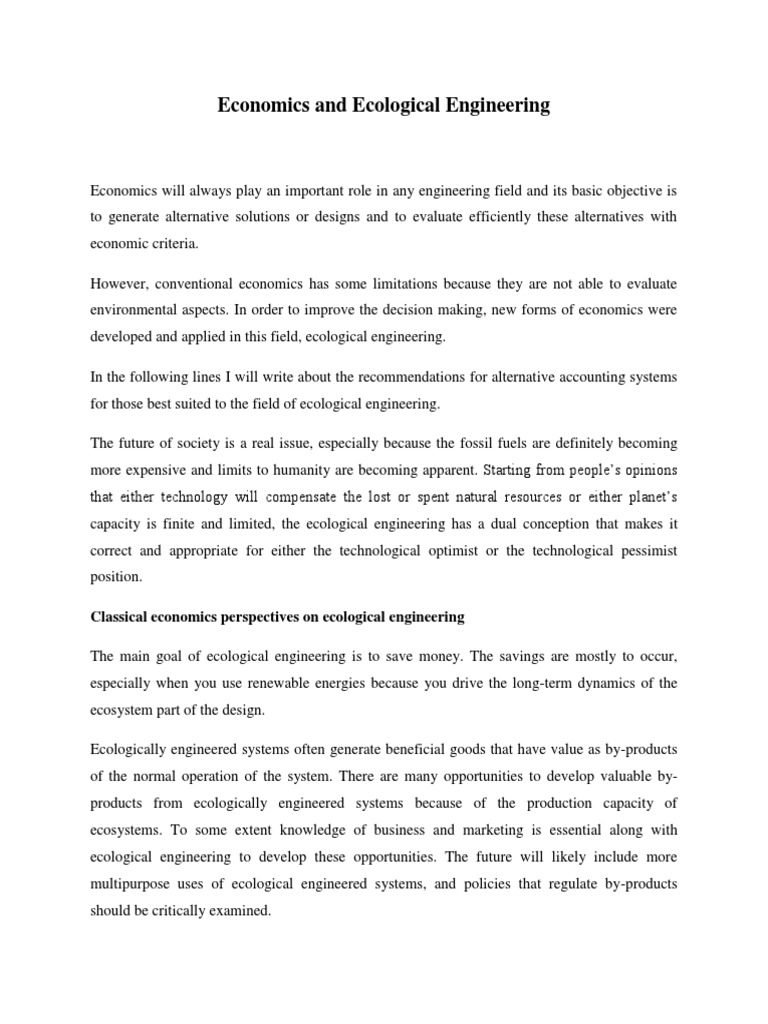 Economics and Ecological Engineering | PDF | Sustainability | Economics