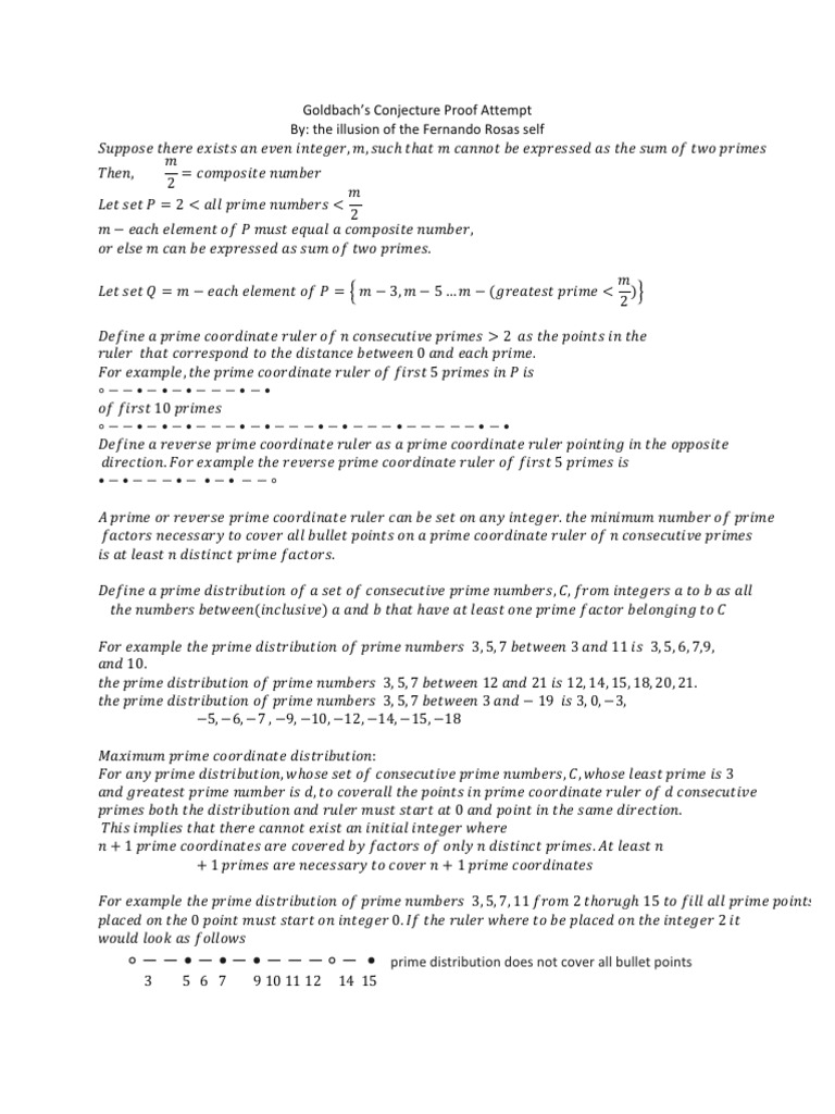 Goldbach's Conjecture Proof Attempt | PDF