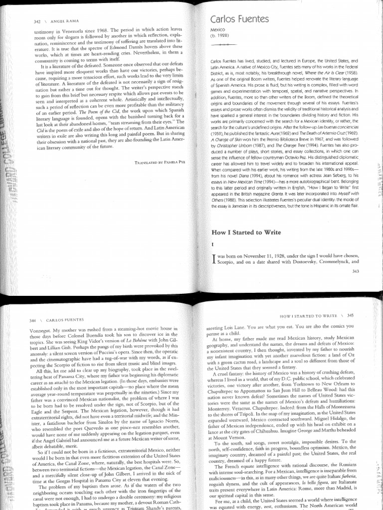 Carlos Fuentes - How I Started To Write | PDF