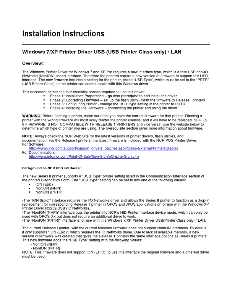 Windows 7/XP Printer Driver Setup Guide | PDF | Internet Protocol Suite | Usb