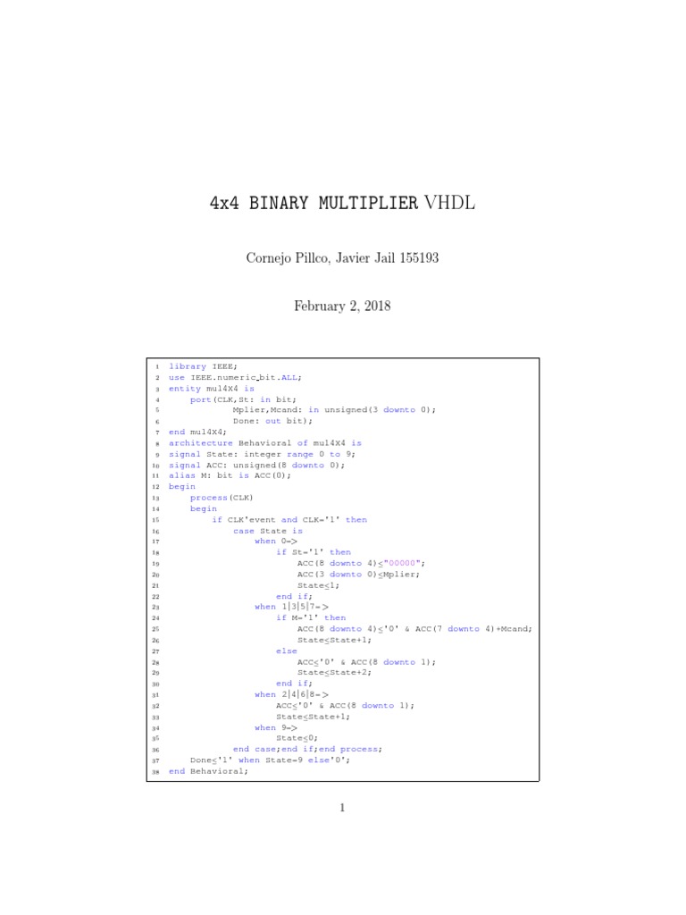 4x4 Binary Multiplier | PDF
