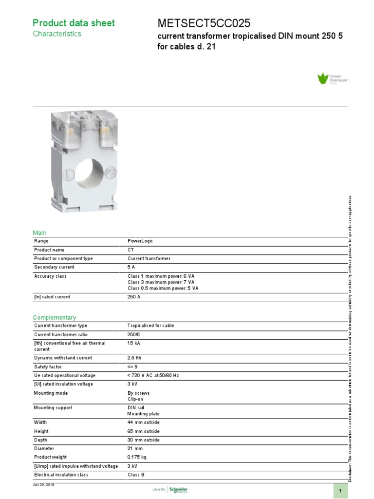 Acti 9 Iem3000 - Metsect5cc025 | PDF | Transformer | Electrical Engineering