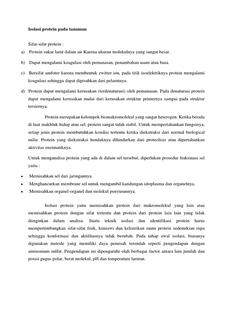 Isolasi Protein Pada Tanaman | PDF