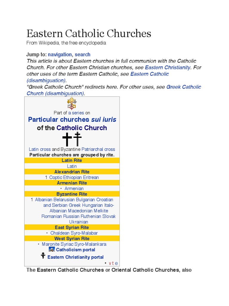 Eastern Catholic Churches | PDF | Catholic Church | Eastern Christianity