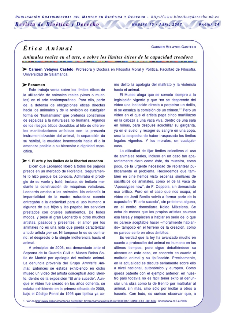 Etica Animal Por Carmen Velayos | PDF | Moralidad | Immanuel Kant