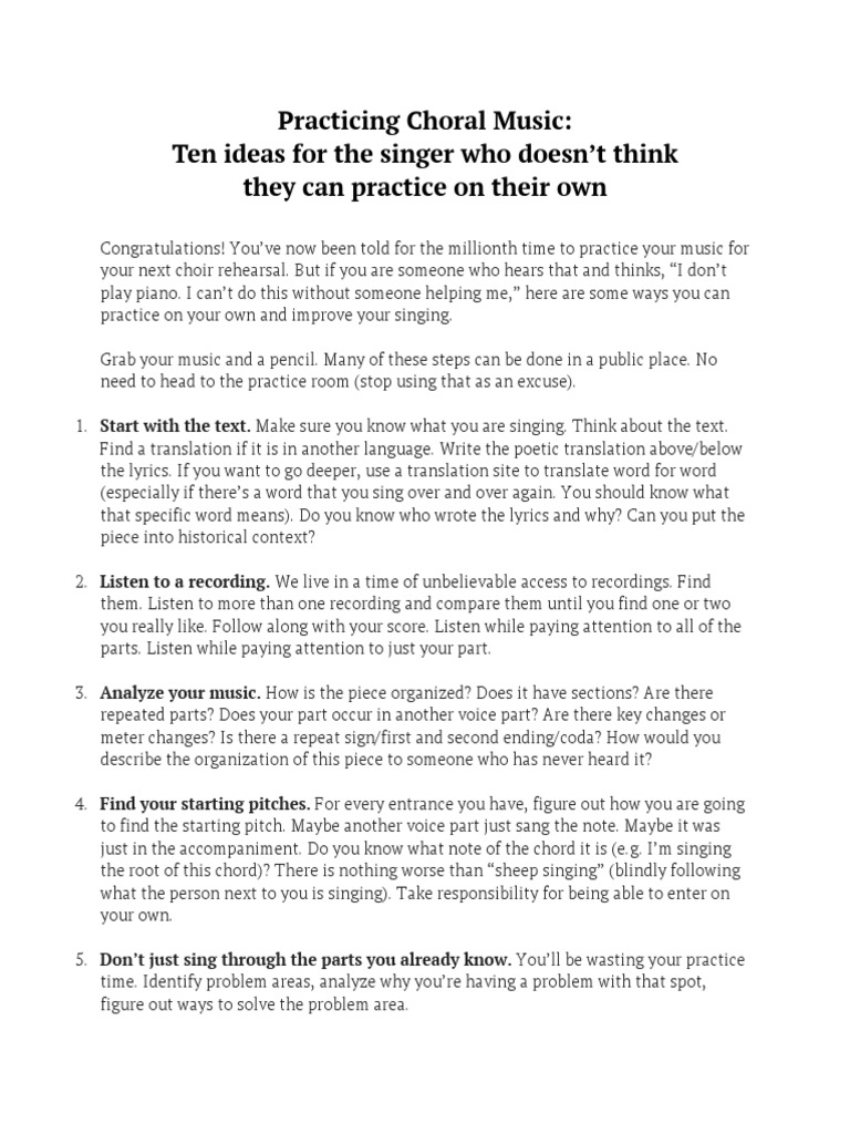 Practicing Choral Music | PDF | Singing | Choir