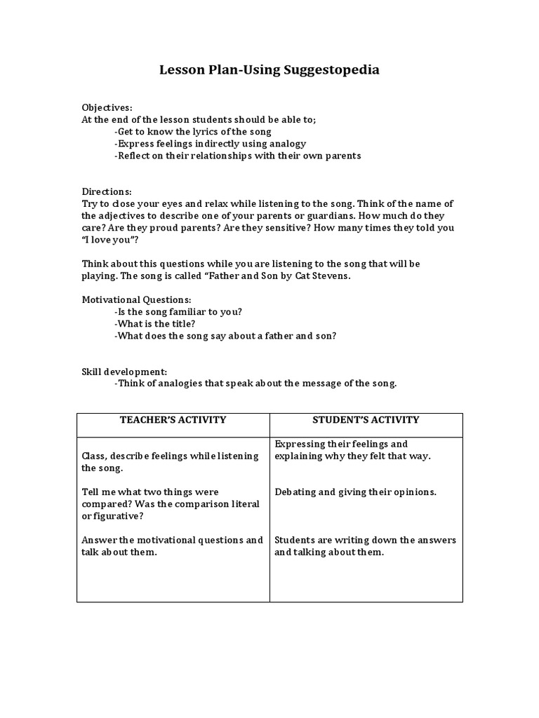 Lesson Plan Suggestopedia | PDF