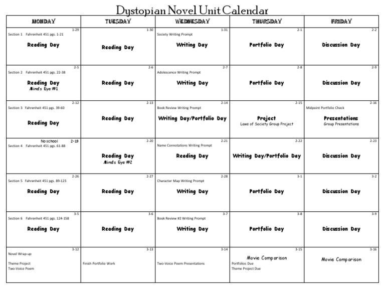 Novel Calendar Fahrenheit 451 | PDF