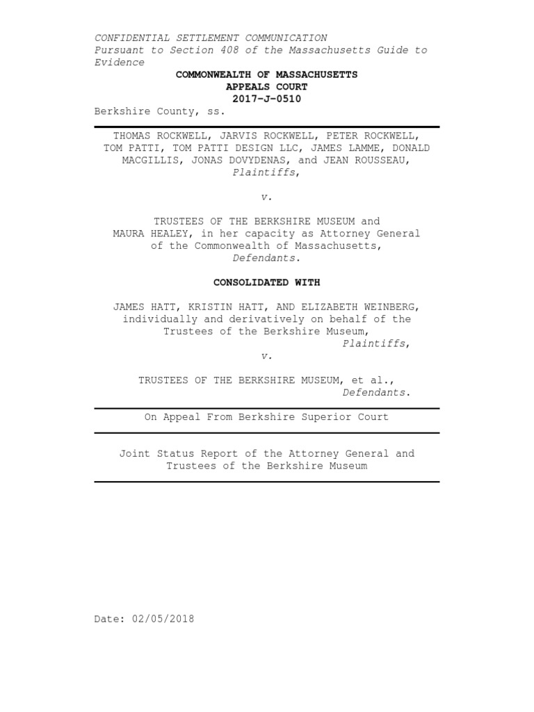 Confidential Settlement Communication Pursuant To Section 408 of The ...