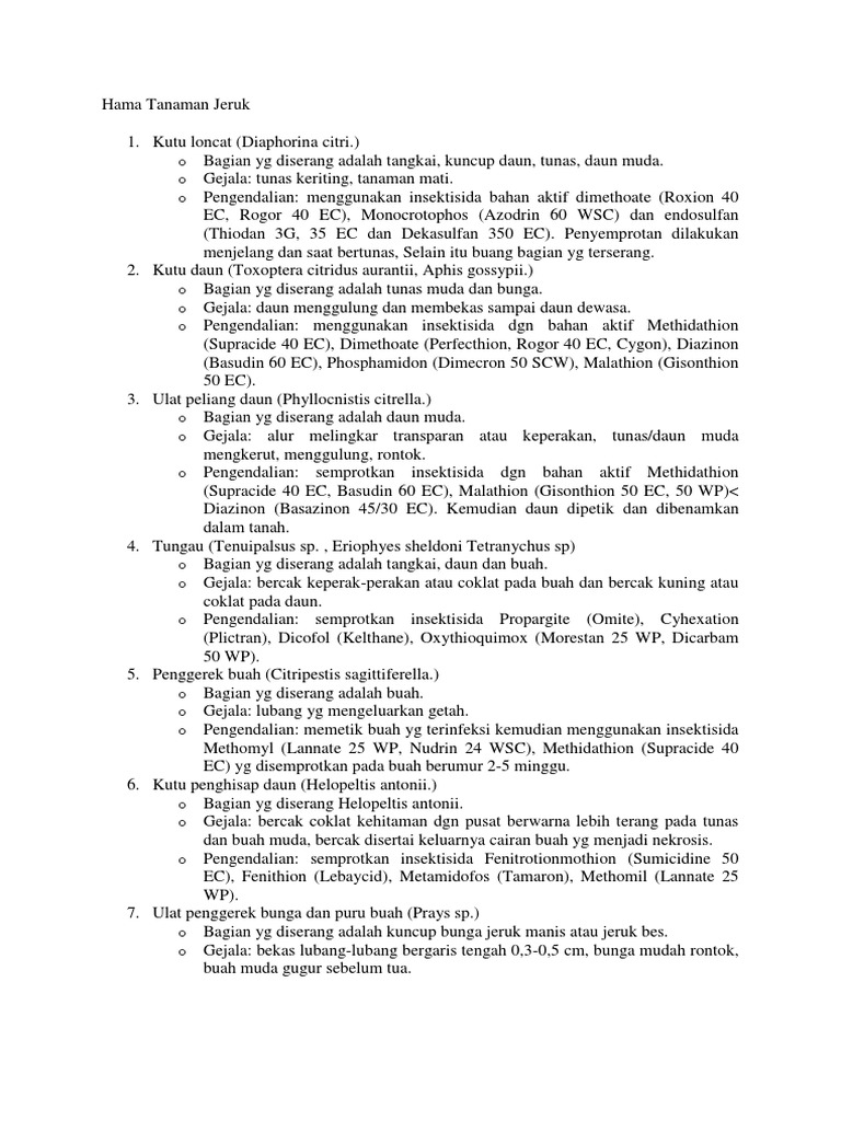 Hama Tanaman Jeruk | PDF