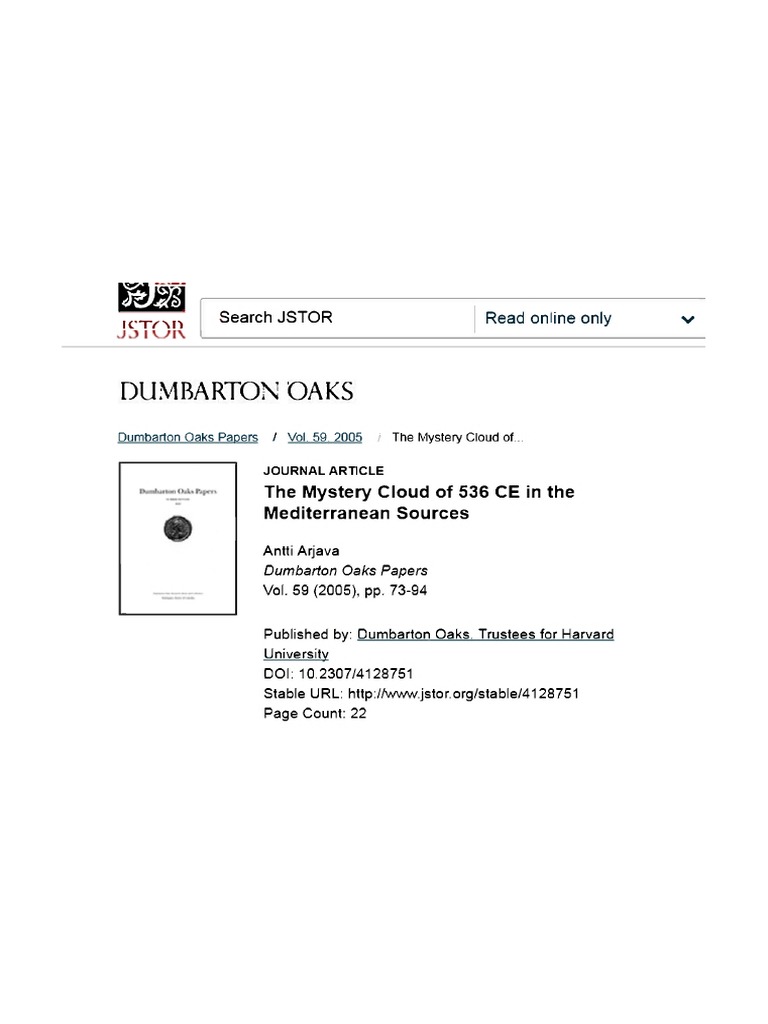2 - Arjava - The Mystery Cloud of 536 CE in The | PDF | Volcano | Late ...