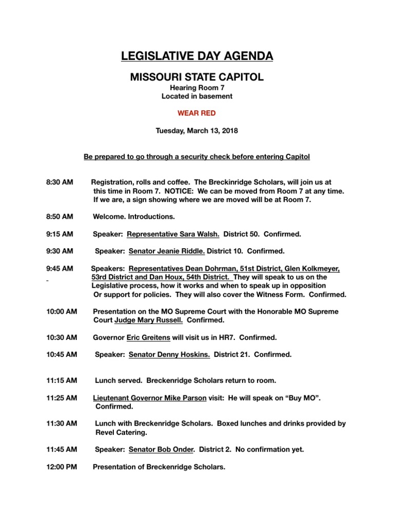 Legislative Day Agenda 2018 | PDF | Judiciary (System Of Justice)