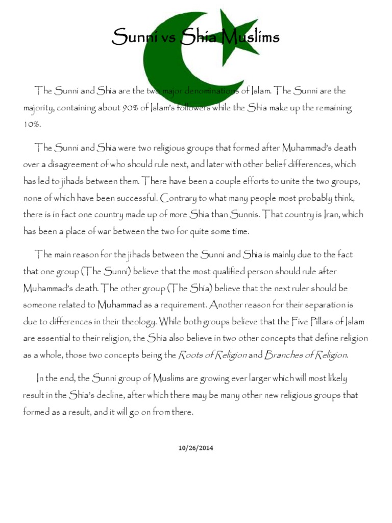 Sunni Vs Shia Muslims | PDF | Religion & Spirituality
