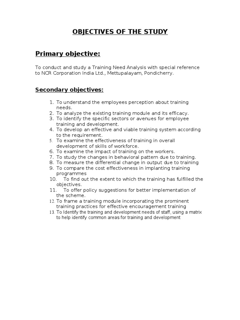 Objectives of The Study | PDF | Employment | Innovation