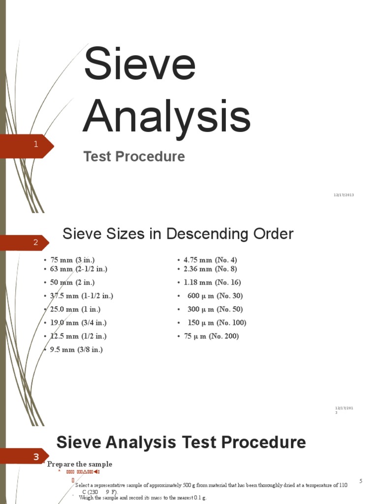 Sieve Analysis Test Procedure Summary | PDF | Materials | Nature