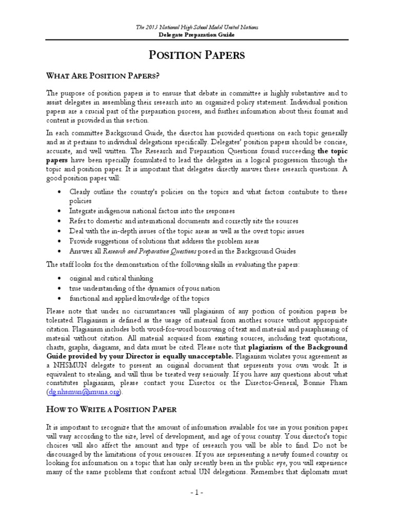 Position Papers | PDF | Democratic Republic Of The Congo | United Nations
