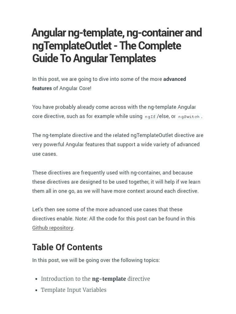 Angular Templates Guide Pdf Variable Computer Science Scope