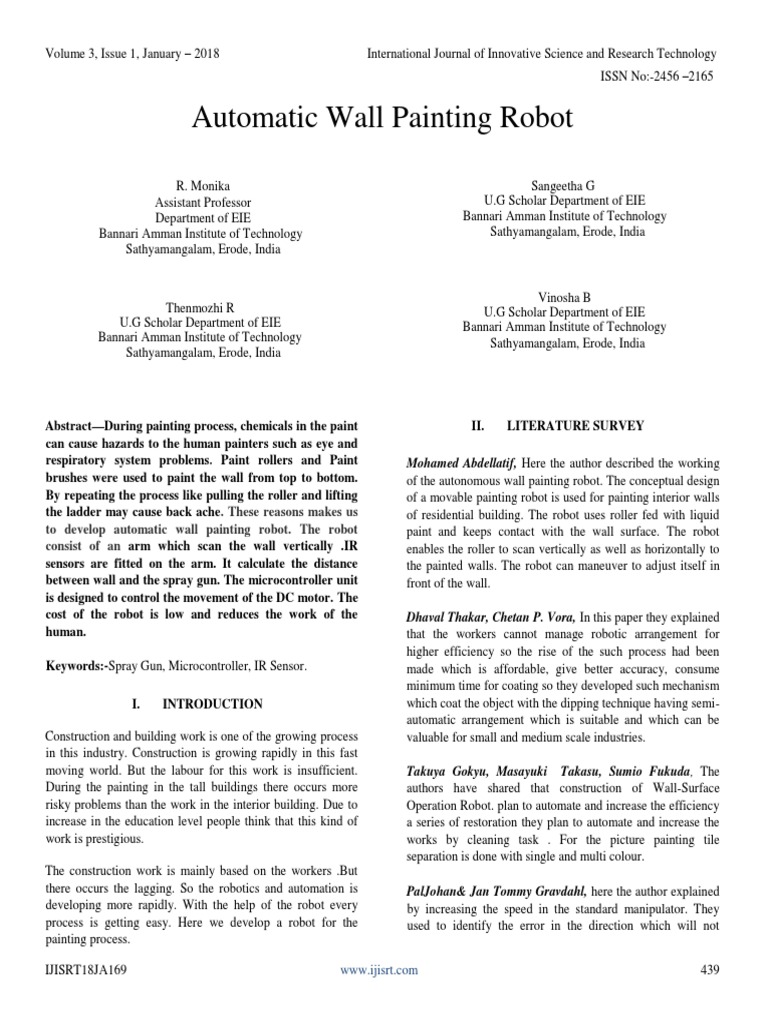 Automatic Wall Painting Robot | PDF | Robot | Robotics