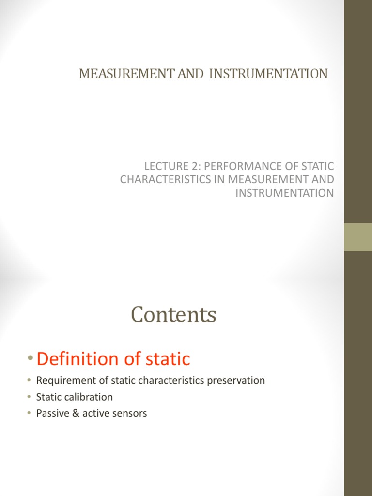 Lecture 2: Performance of Static Characteristics in Measurement and ...