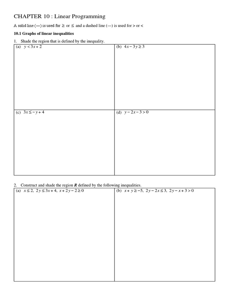 Chapter 10 Linear Programming Pdf Linear Programming Mathematical Concepts