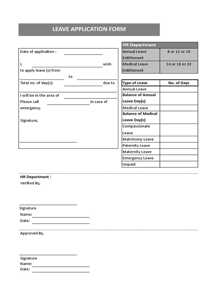 Leave Form | PDF | Sick Leave | Parental Leave