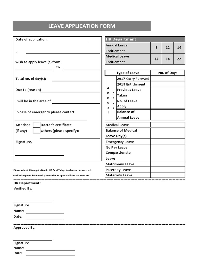 Leave Application Form: HR Department | PDF | Government | Social ...