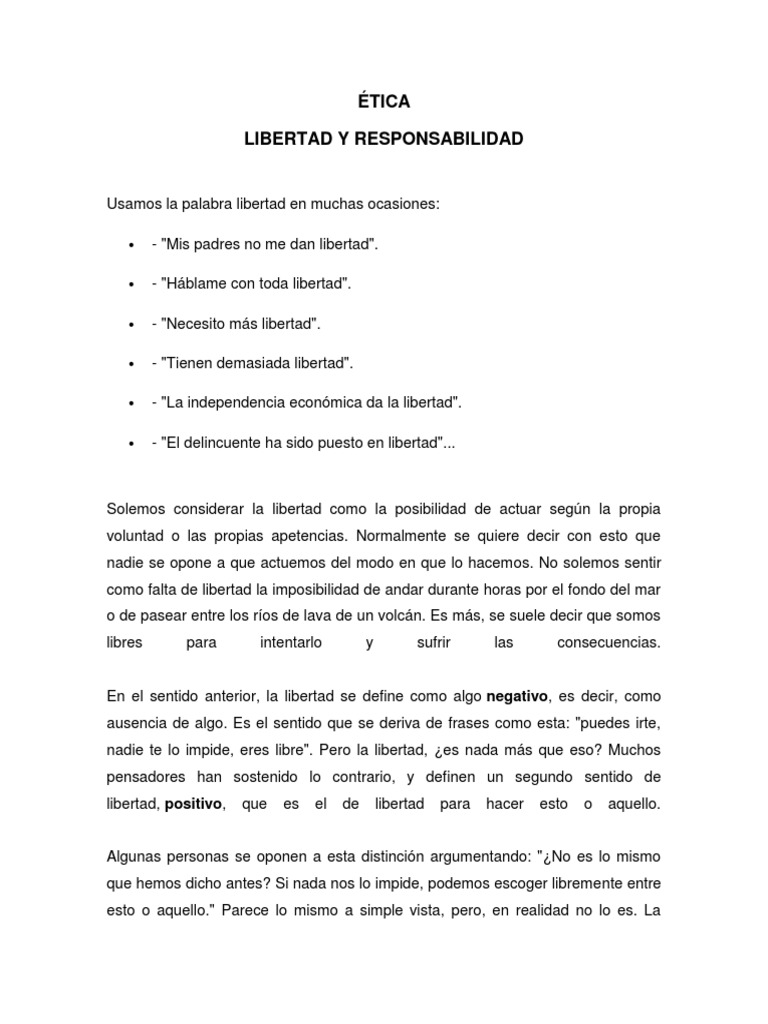 Libertad y Responsabilidad Fidel Torres | PDF | Libertad | Moralidad