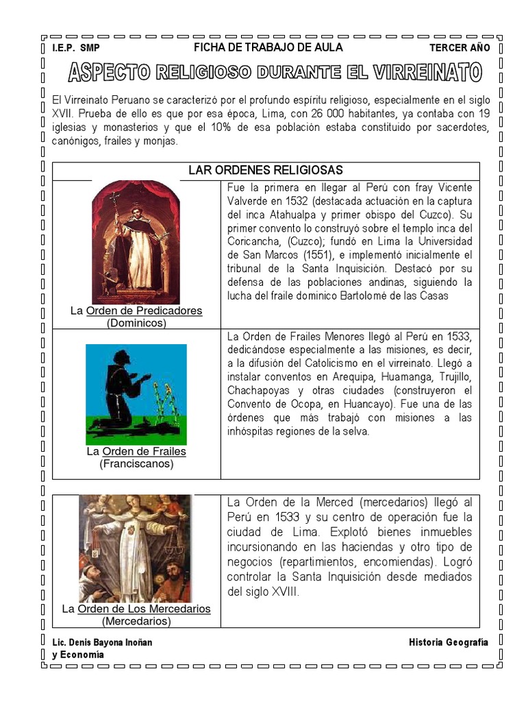 Ordenes Religiosas | PDF | Perú | Religión y creencia