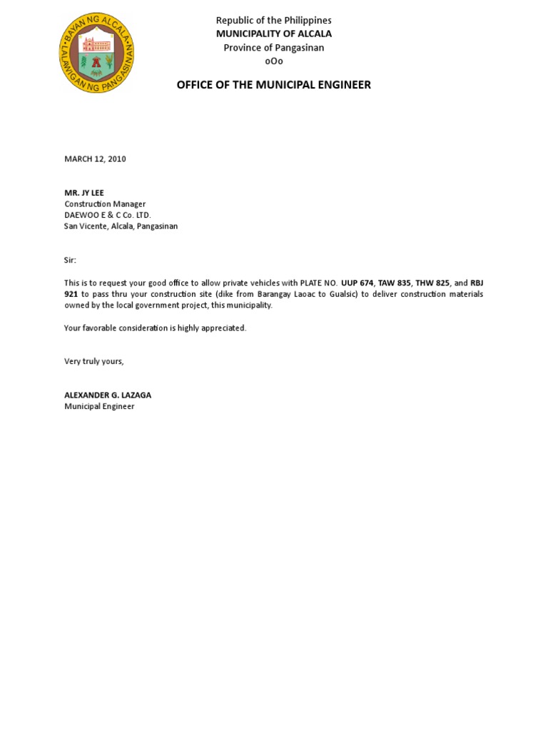 Letter To Daewoo | PDF