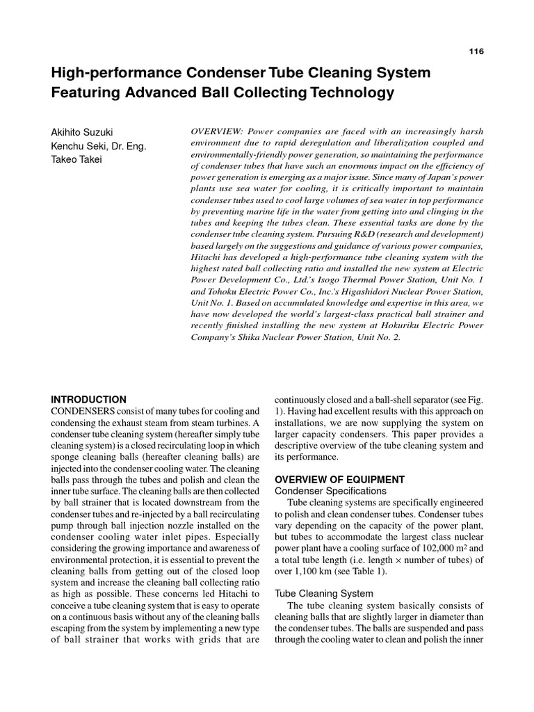 High Performance Condenser Tube Cleaning System | PDF | Heat Exchanger ...