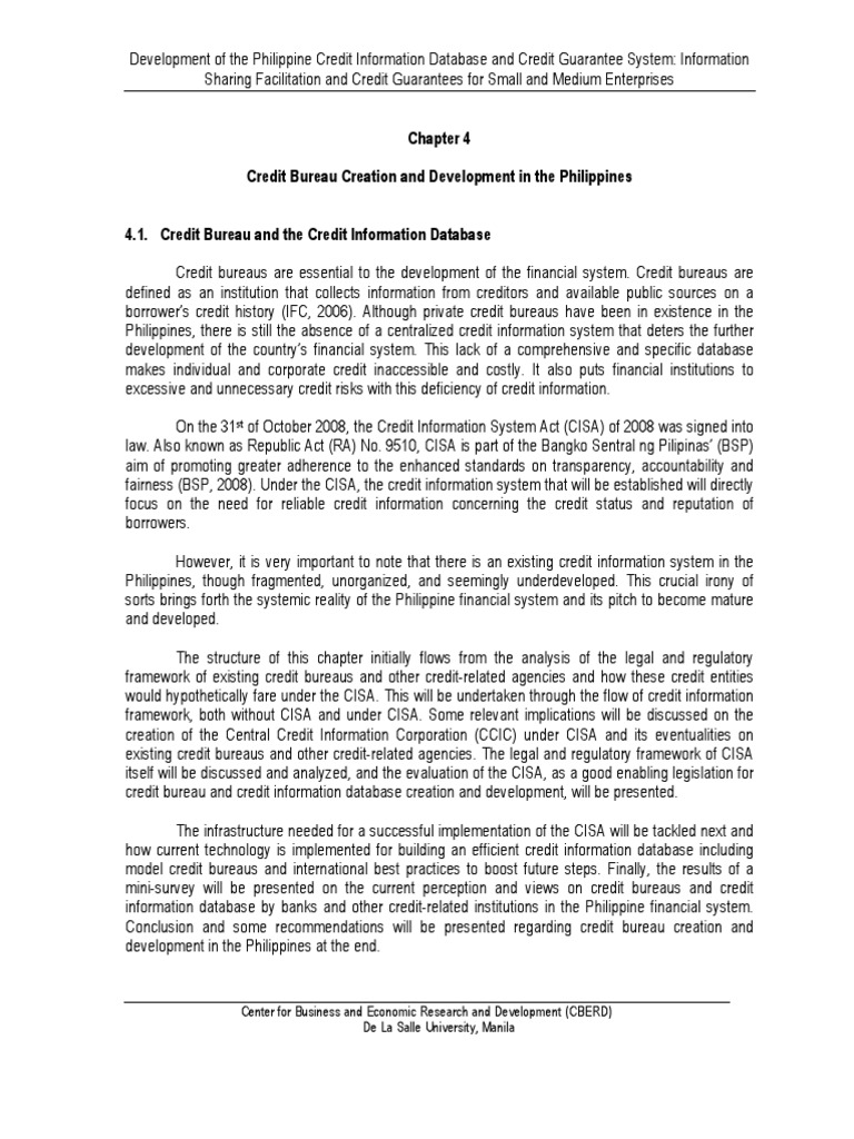 Credit Bureau Development in The Philippines | PDF | Credit Bureau ...
