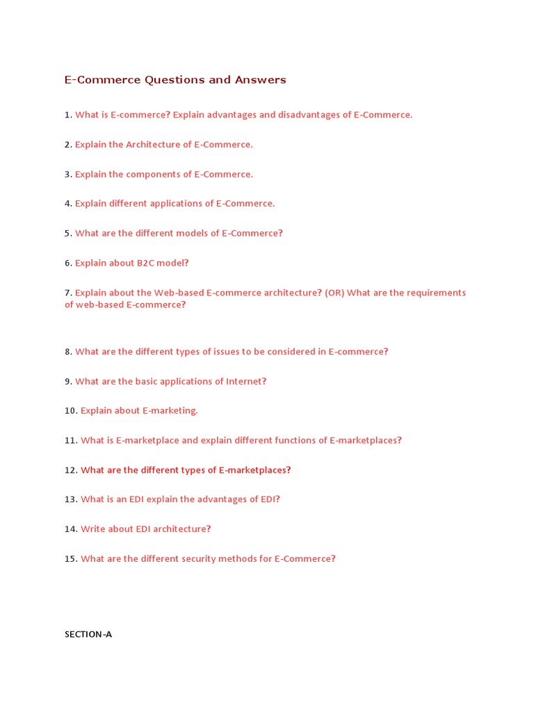 E-Commerce Questions and Answers: What Are The Different Types of E ...