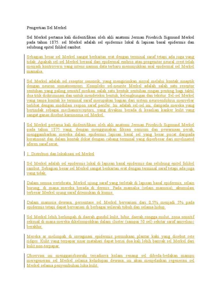 Pengertian Sel Merkel | PDF