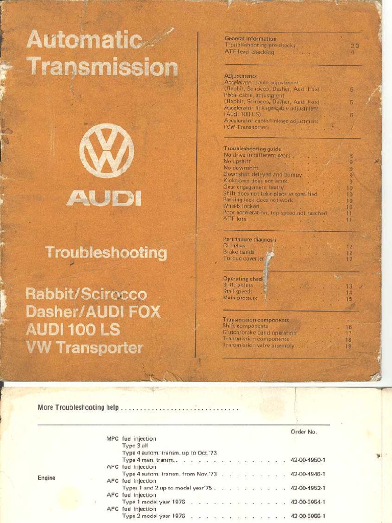 1975 VW Transmission Troubleshooting Guide | PDF