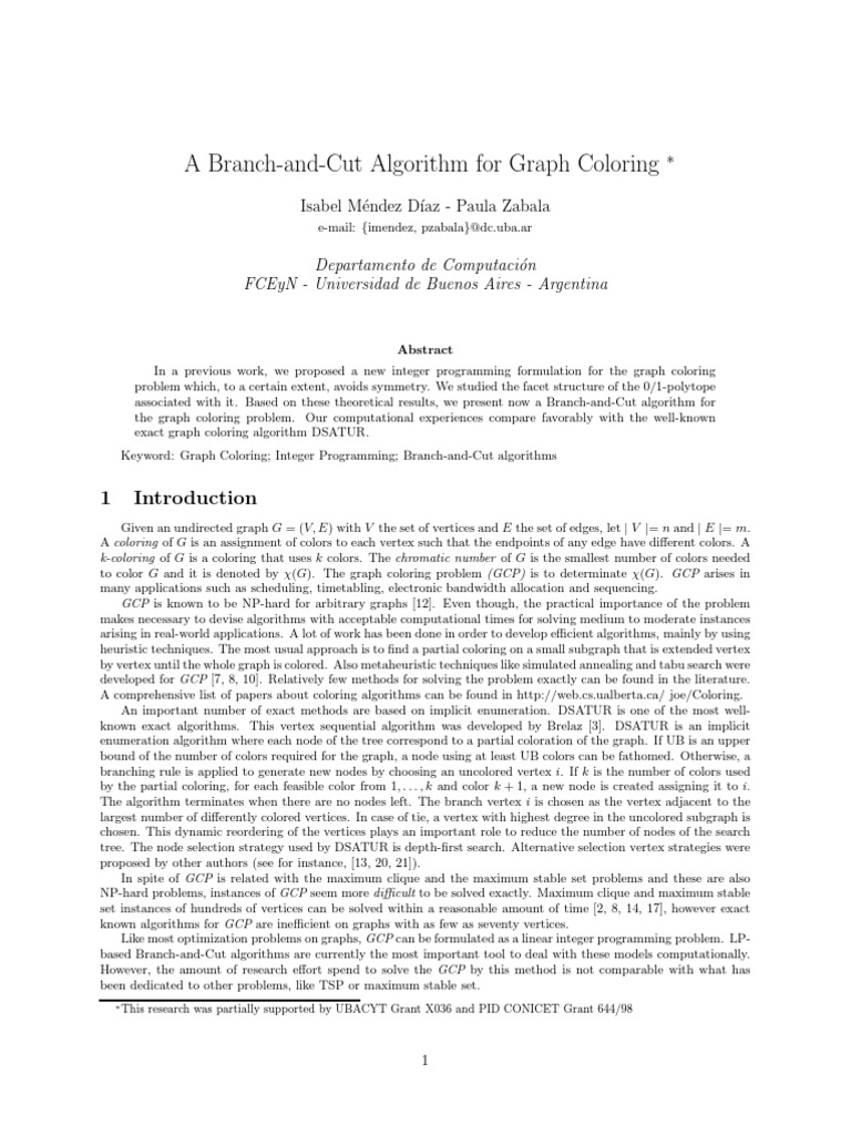 A Branch-and-Cut Algorithm For Graph Coloring | PDF | Linear ...