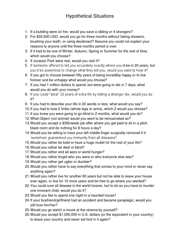Hypothetical Situations | PDF