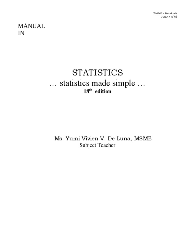 Statistics Handouts: A Comprehensive Manual on Statistical Concepts ...
