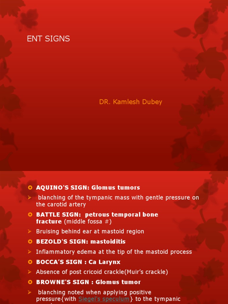 Ent Signs | PDF | Ear | Thrombosis