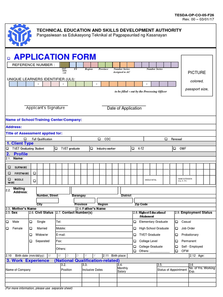 TESDA OP CO 05 Competency Assessment Forms | Educational Assessment ...