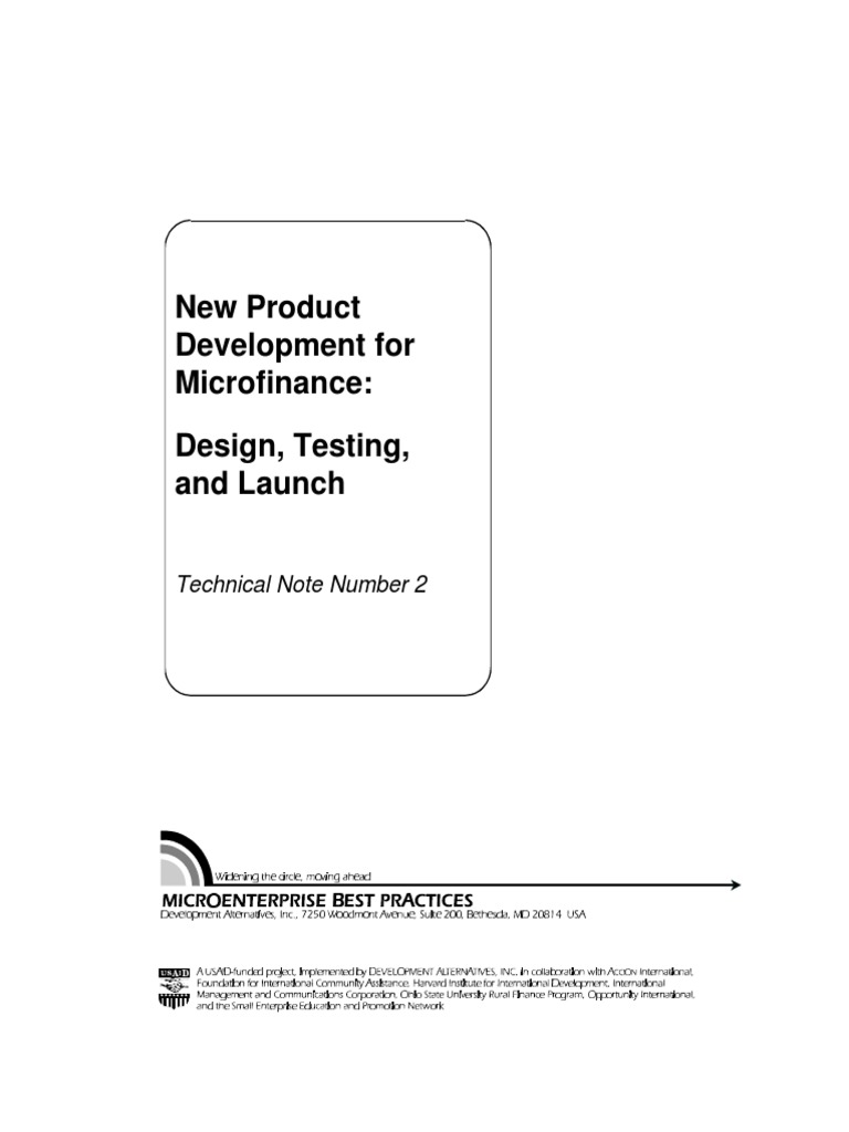 Microfinance Product Development Guide | PDF | Microfinance | New ...