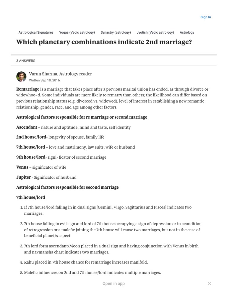 Signs of Second Marriage | PDF | Planets In Astrology | Hindu Astrology