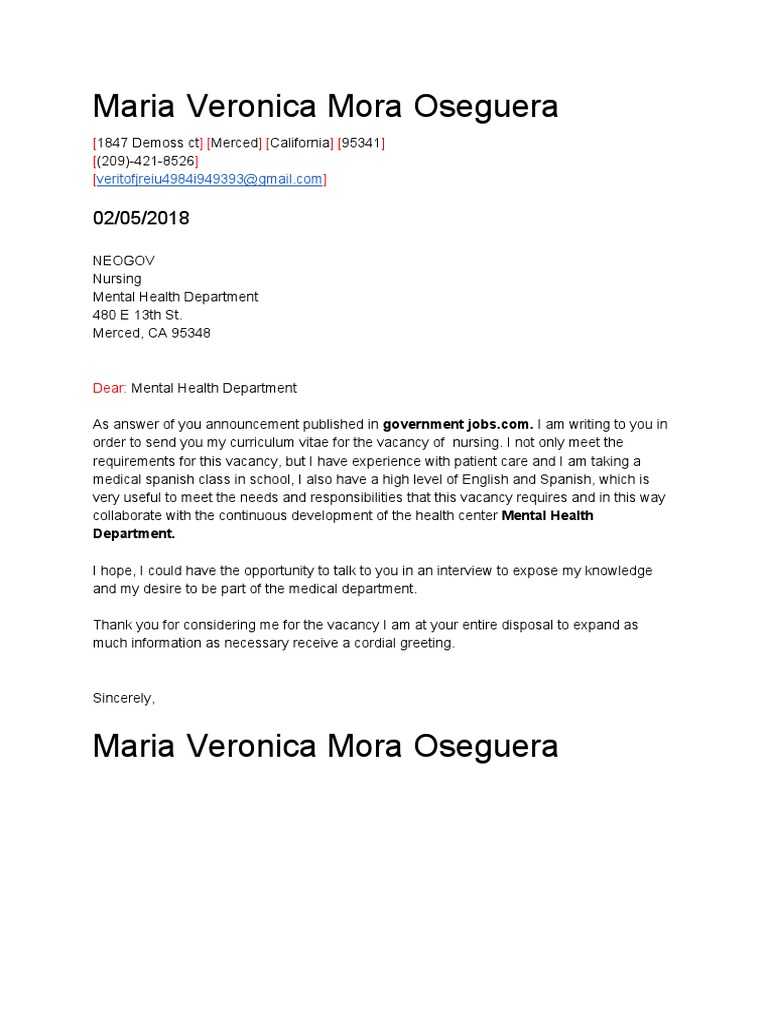 Nursing Application for Mental Health Role | PDF | Career & Growth
