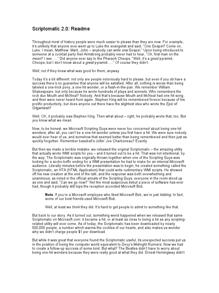 Scriptomatic 2.0: Readme: Moon? I See ." Did Anyone Ever Say To The Pharaoh Cheops, "Well, It's ...