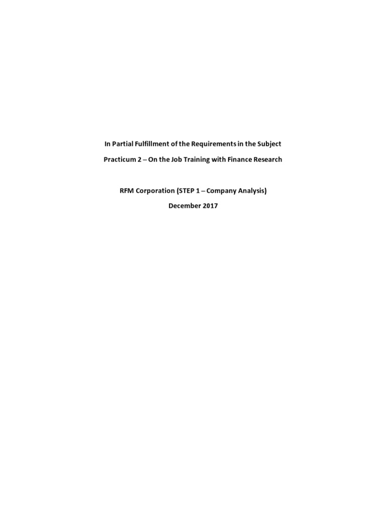 RFM Corporation Basic Company Analysis | PDF | Business