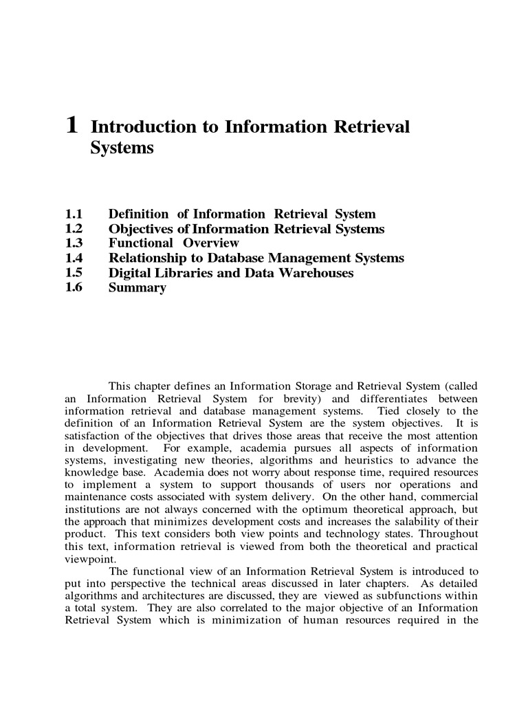 Introduction To Information Retrieval Systems | PDF | Information ...