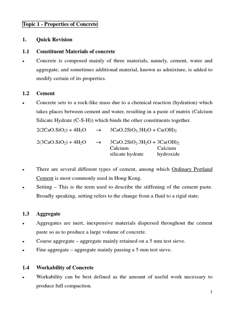 C1 propertiesOfConcrete | PDF | Creep (Deformation) | Concrete