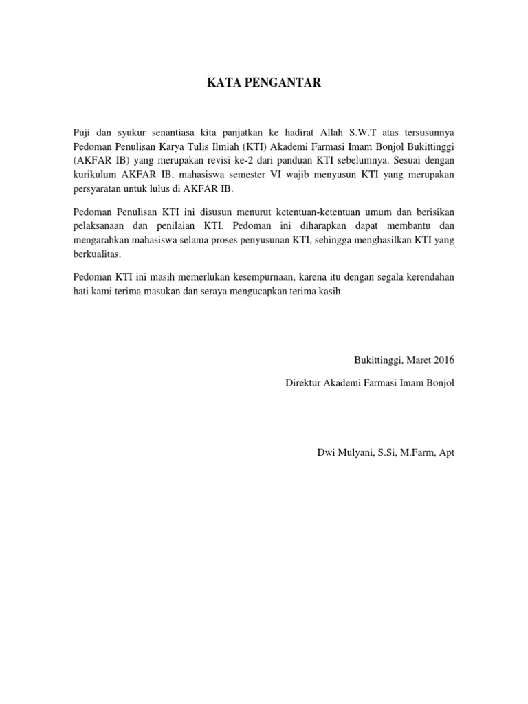 Kata Pengantar KTI | PDF