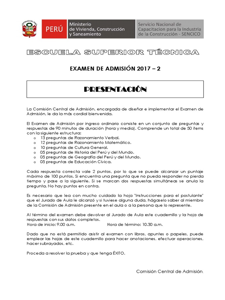 Examen de AdmisiÓ N 2017 - 2 Resuelto | PDF | Votación | Perú