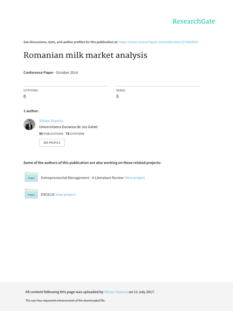 Romanian Milk Market Analysis | PDF | Goat | Dairy