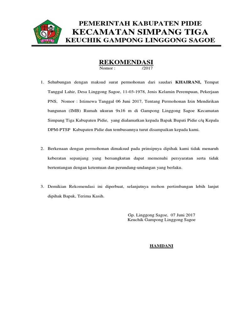 Rekom Imb 2017 | PDF